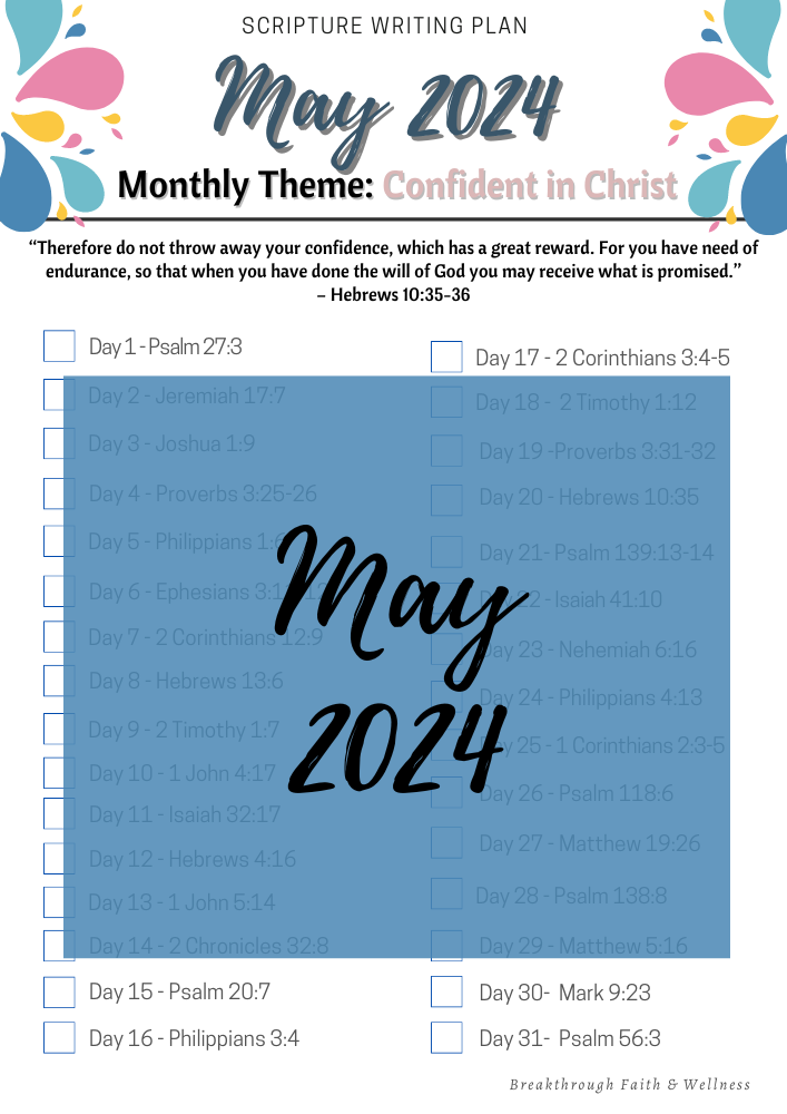 May 2024 Scripture Writing Plan - Breakthrough Faith and Wellness